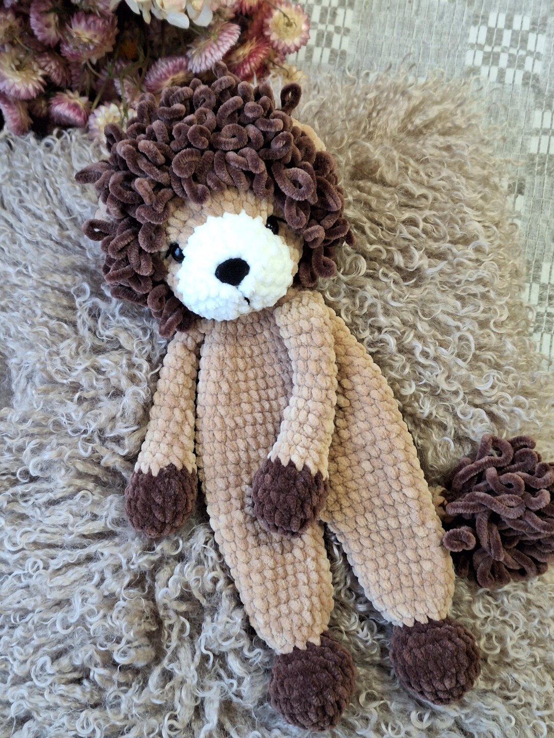 Crochet Plush Lion Lovey, Handmade Lion Rag Doll, Amigurumi Lion, Plush ...