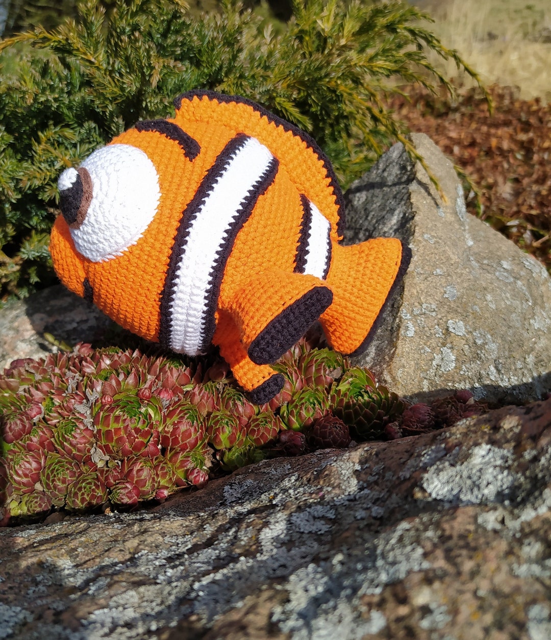 Crochet See Toy, Handmade Orange Clown Fish, Fish Nemo Gift for ...