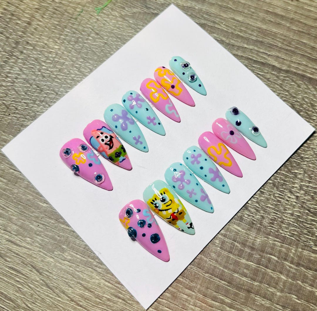 Sponge Bob & Patrick Press on Nails, Perfect for the Holidays With ...