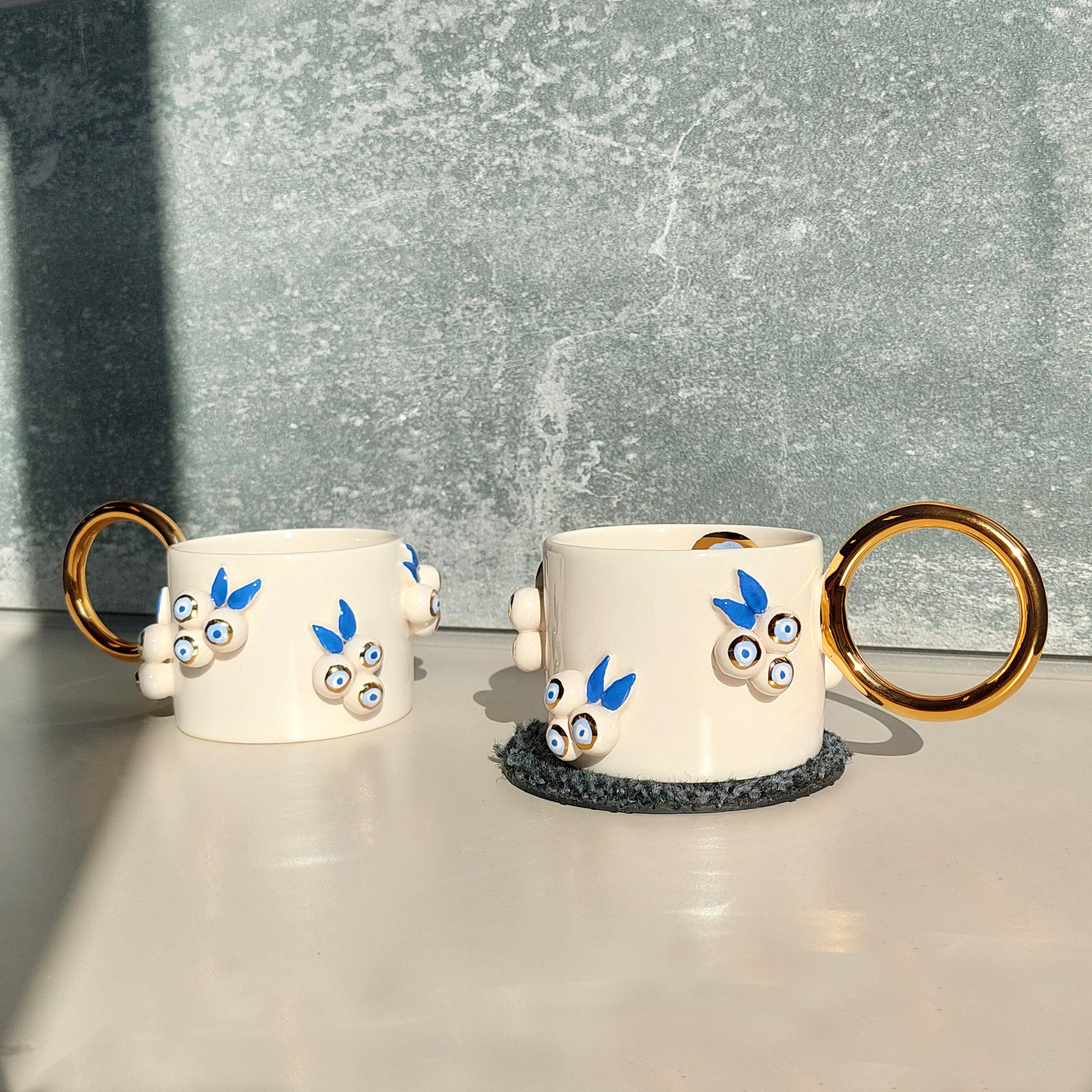 Eye Bouquet Coffee Mug, Evil Eye Coffee Mug, Gold Detail, Coffee Mug ...