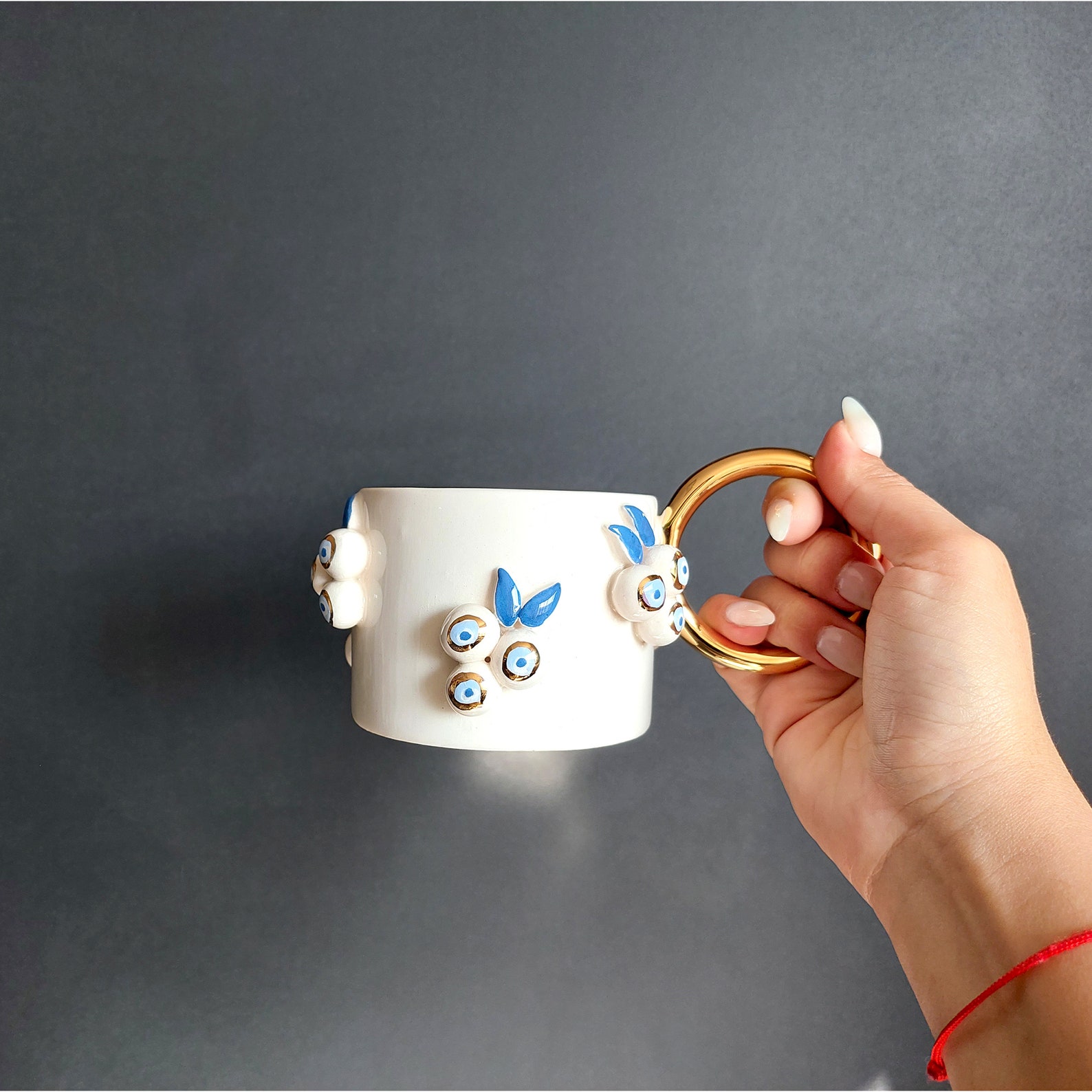Eye Bouquet Coffee Mug, Evil Eye Coffee Mug, Gold Detail, Coffee Mug ...