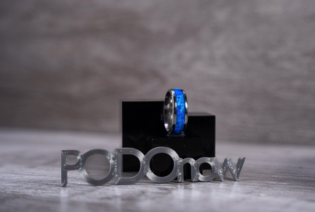 Blue Candy - Handmade Bello Opal Inlay Stainless Steel Ring. - Etsy
