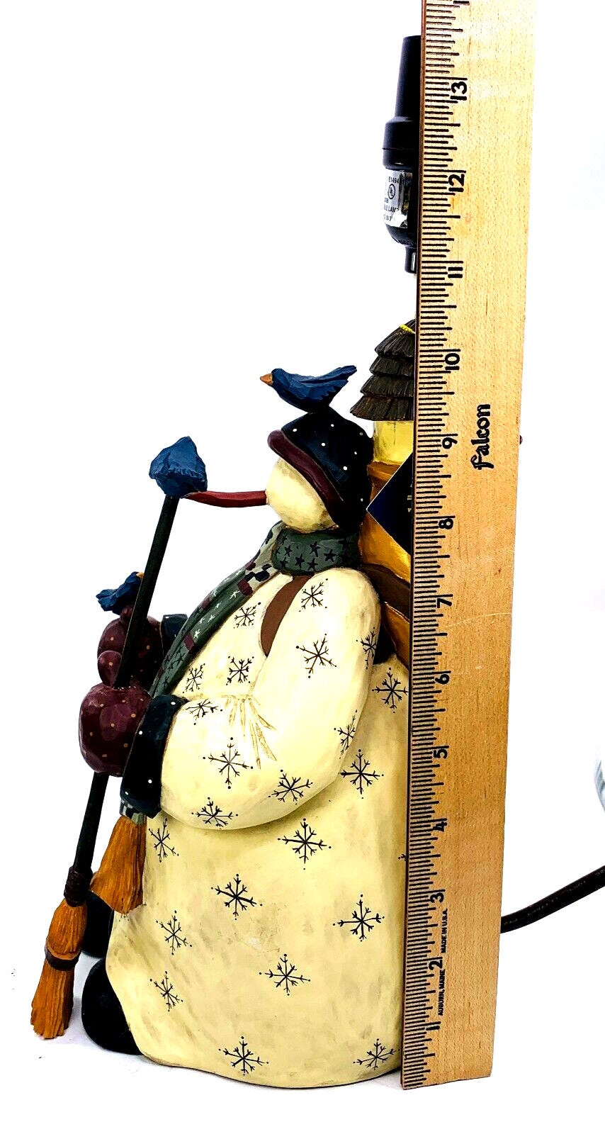 Williraye Studio Snowman Lamp & Shade Broom Bluebirds Folk - Etsy