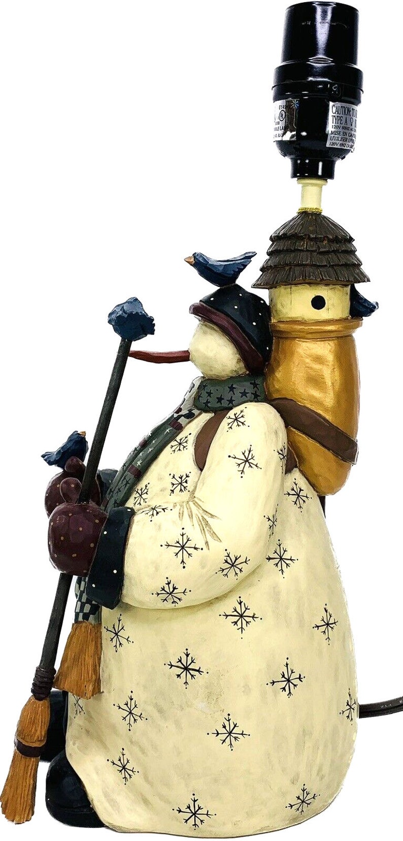 Williraye Studio Snowman Lamp & Shade Broom Bluebirds Folk - Etsy
