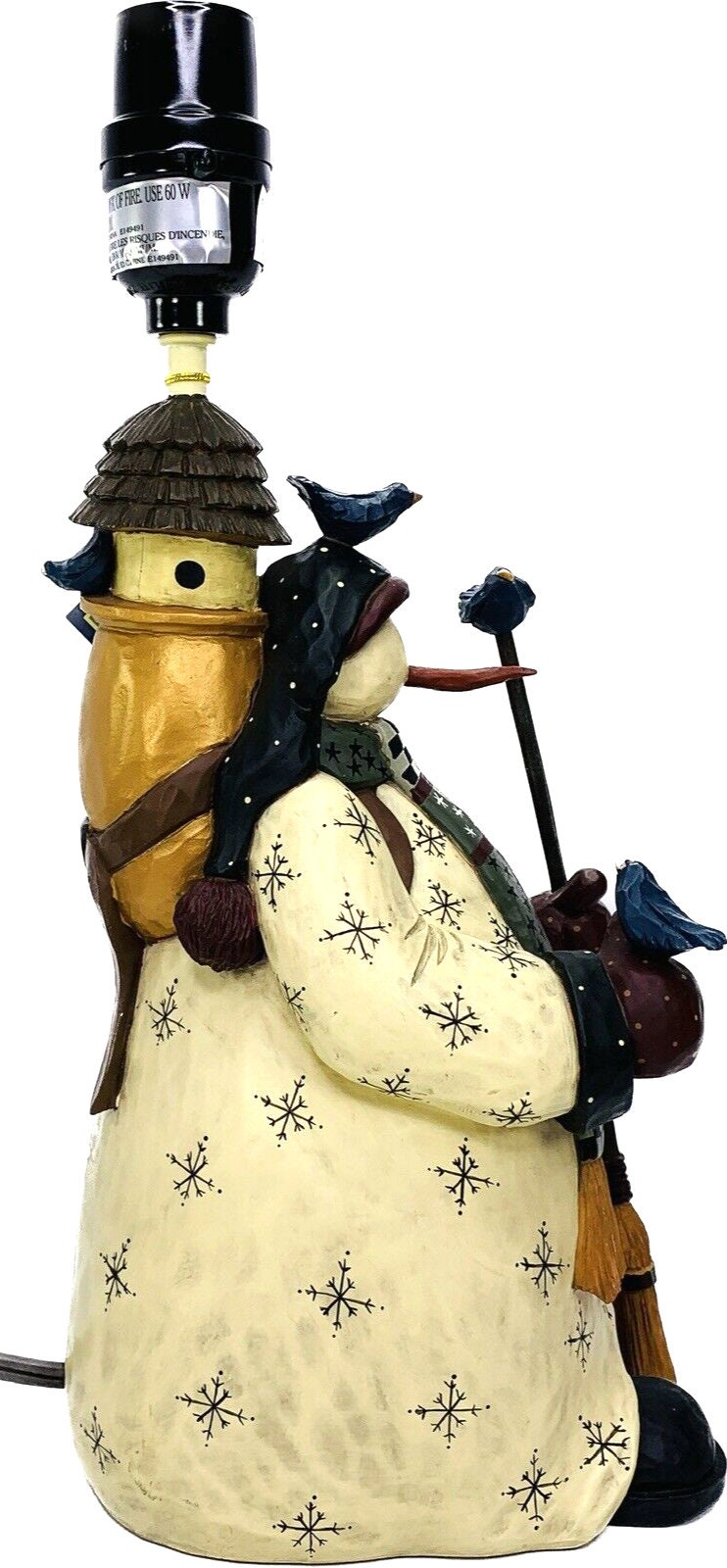 Williraye Studio Snowman Lamp & Shade Broom Bluebirds Folk - Etsy