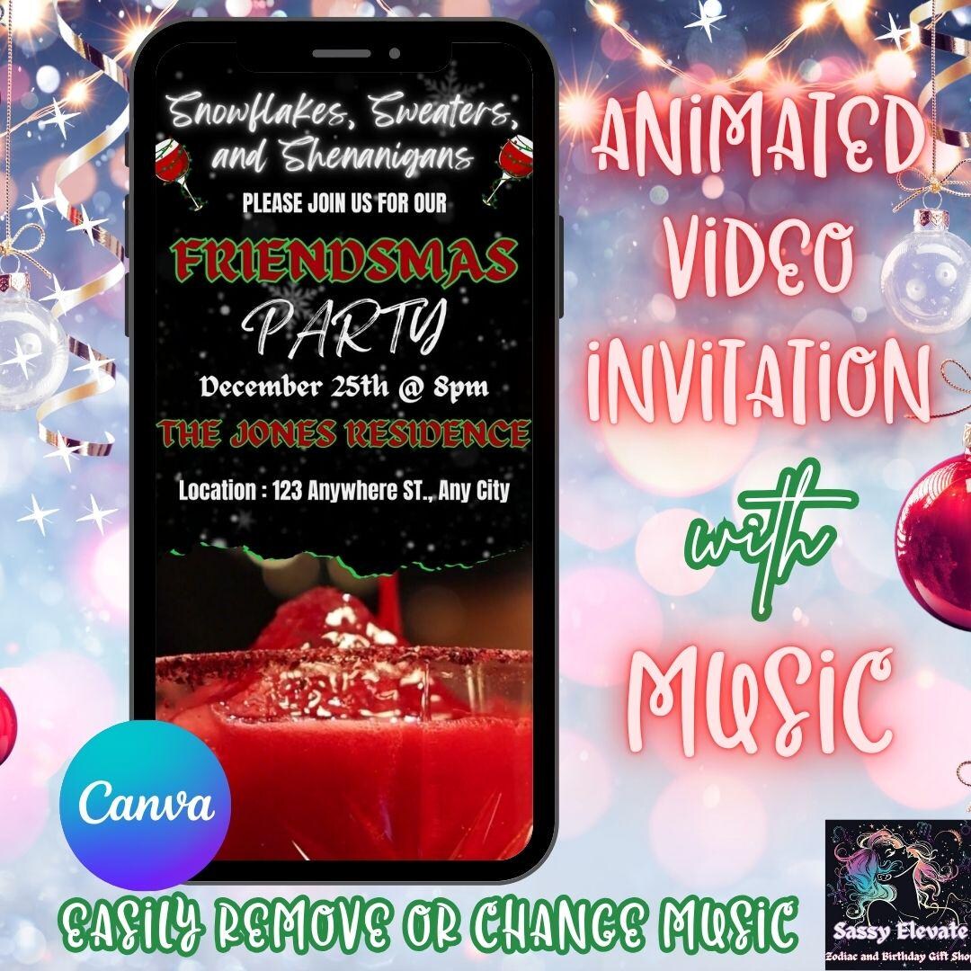 Funny Friendsmas Video Invitation Animated Friendsmas Invite Christmas ...
