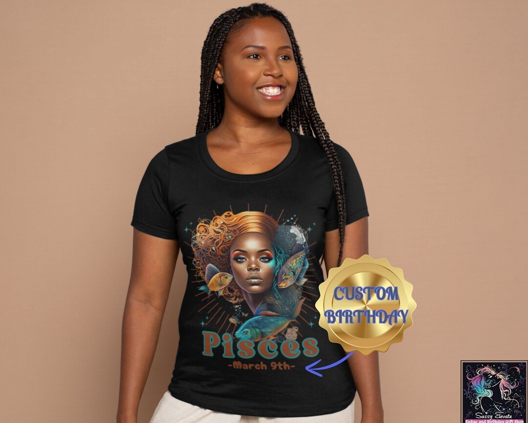 Personalized Pisces Shirt Pisces Gift Pisces Birthday Shirt Black ...