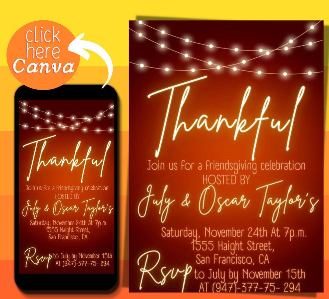 Digital Thankful AF Invitation Template Friendsgiving Funny - Etsy