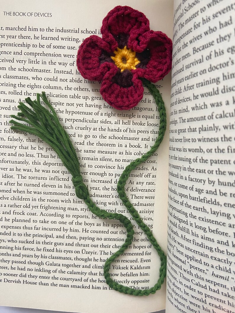 Poppy Flower Bookmark Pattern / Crochet Bookmark Pattern - Etsy