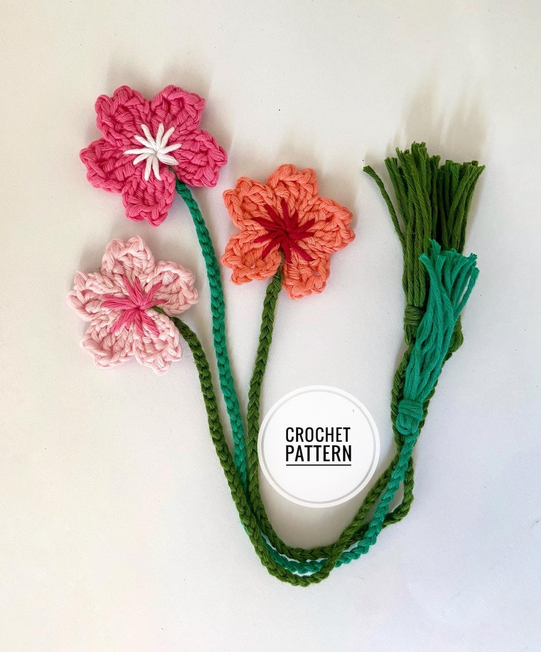 Sakura Bookmark Pattern / Cherry Blossom Bookmark Pattern / Crochet ...