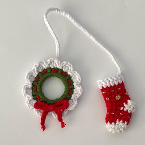 Christmas Car Hanging Crochet Pattern : Stocking and Wreath Design - Etsy