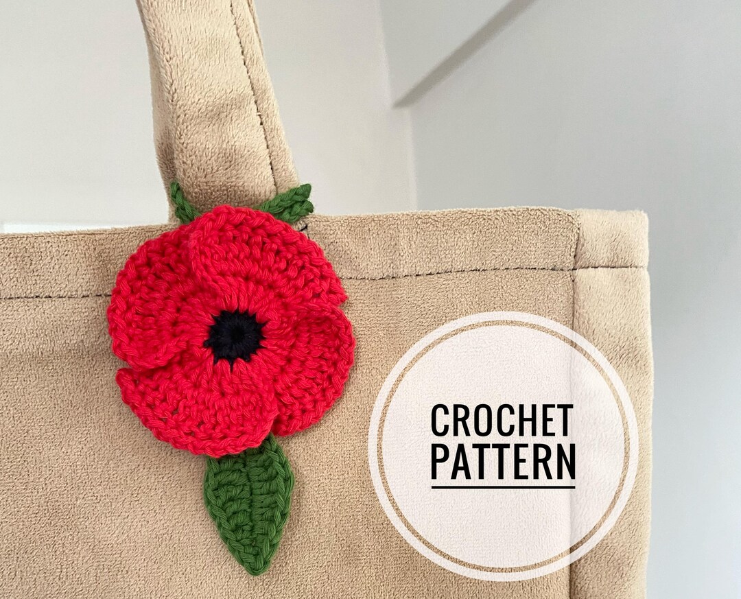 PATTERN ONLY / Crochet Poppy Bag Charm Pattern / Crochet Poppy Bookmark ...