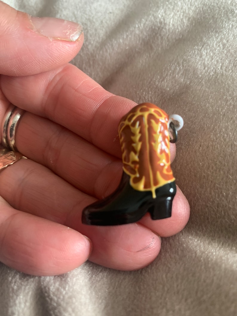 Vintage Enamel Miniature Cowboy Boot - Etsy
