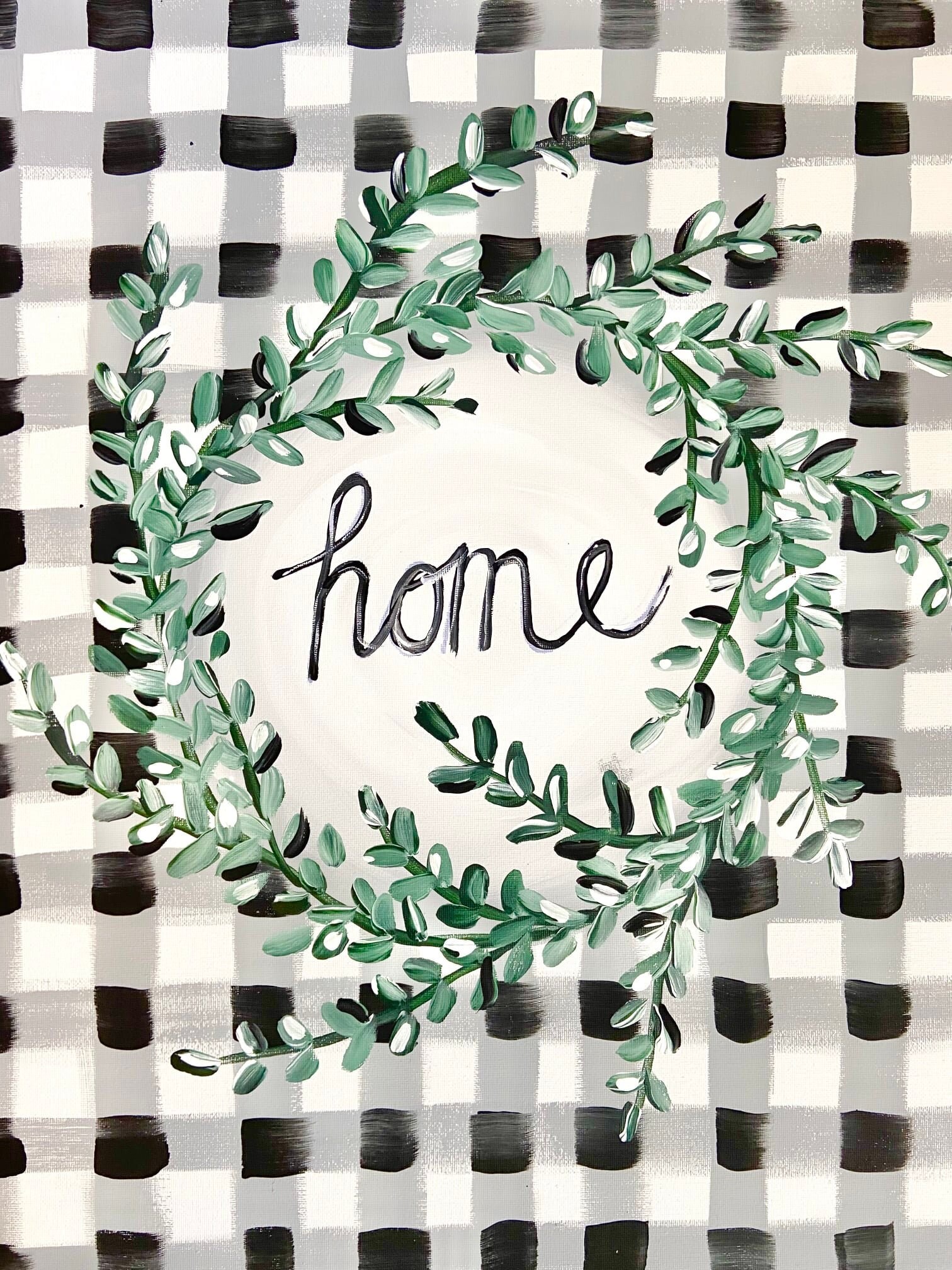 Buffalo Plaid Home Wreath Paint Party Kit. Paint It Yourself - Etsy