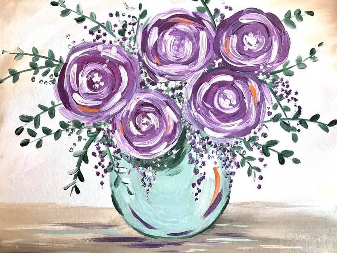 Vase of Purple Flowers Painting Kit - Etsy