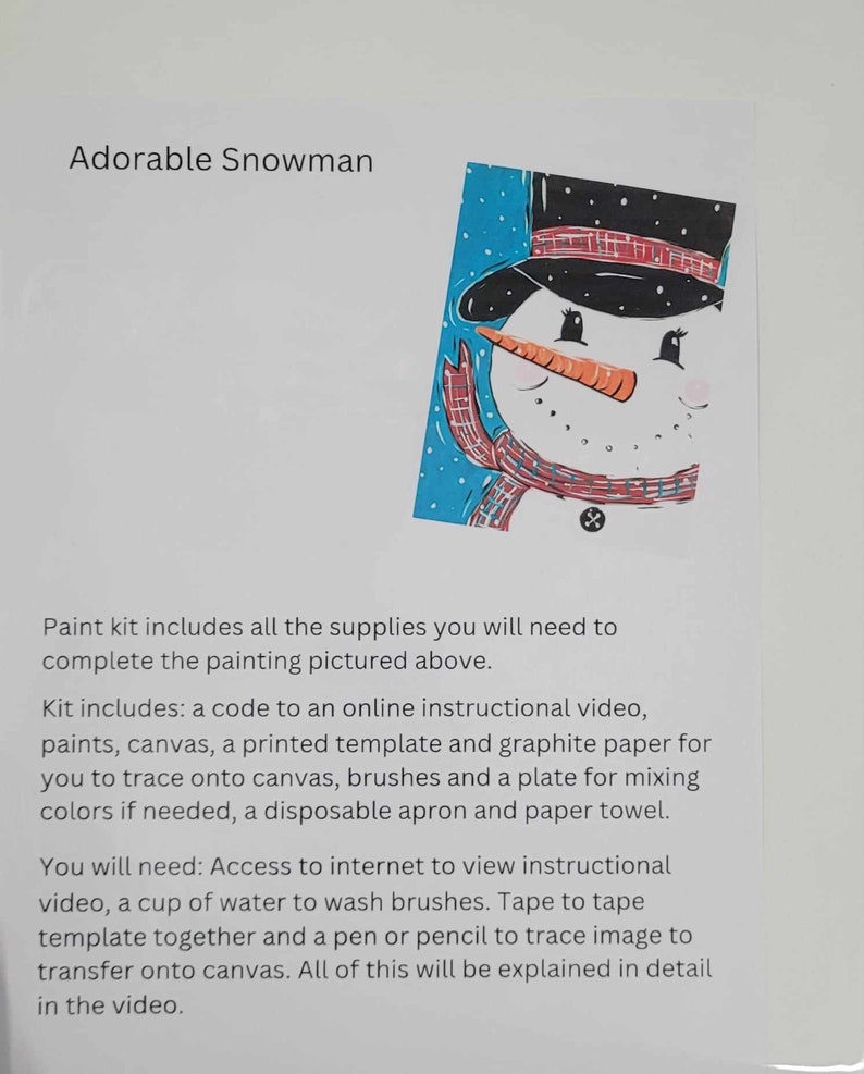 Snowman Paint Party Kit - Etsy