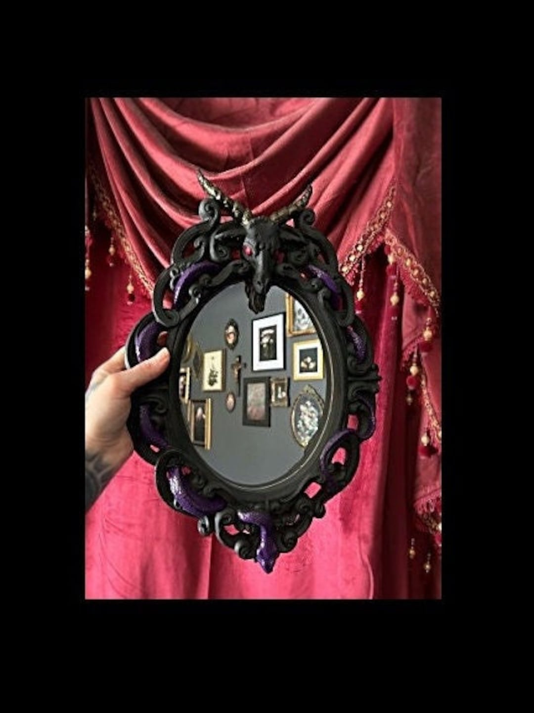CUSTOM MIRROR LISTING Handmade Ornate Oval Plaster Snake Serpent Frame ...