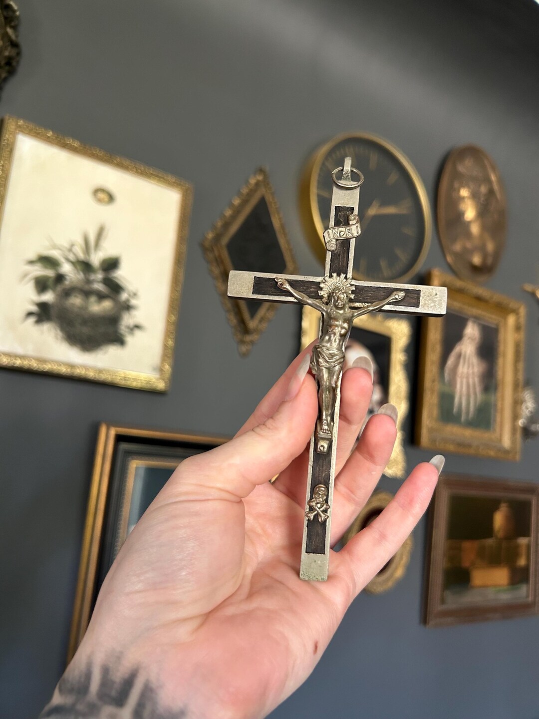 Antique Pectoral Skull and Crossbone Crucifix (goth, Gothic, Crucifix ...