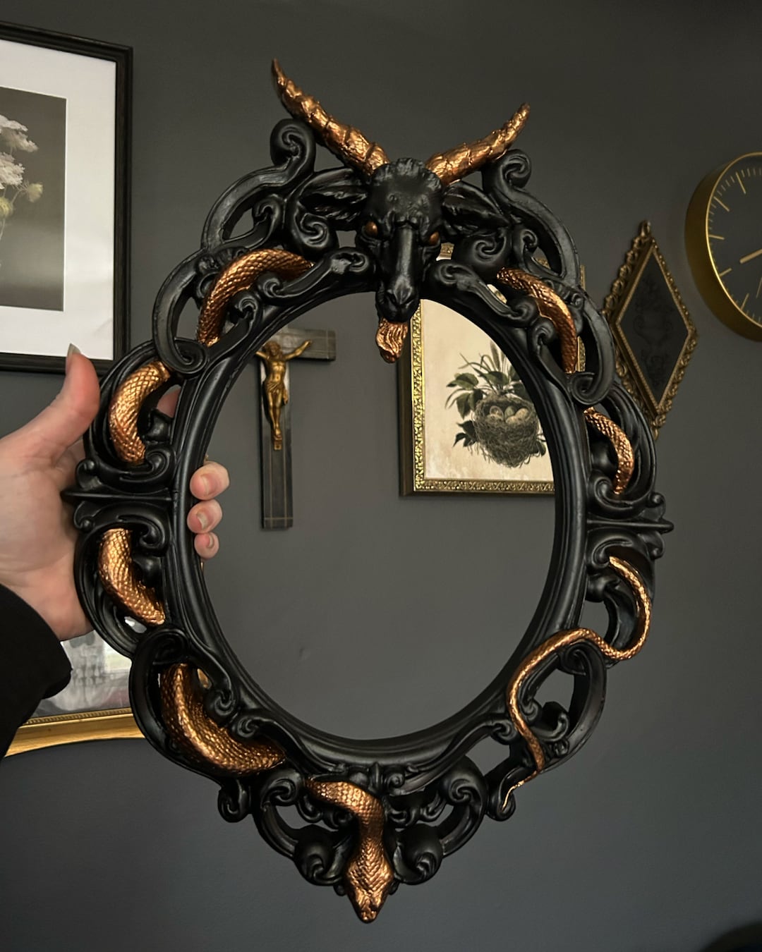 Handmade Ornate Oval Plaster Snake Serpent Frame With Baphomet - Etsy