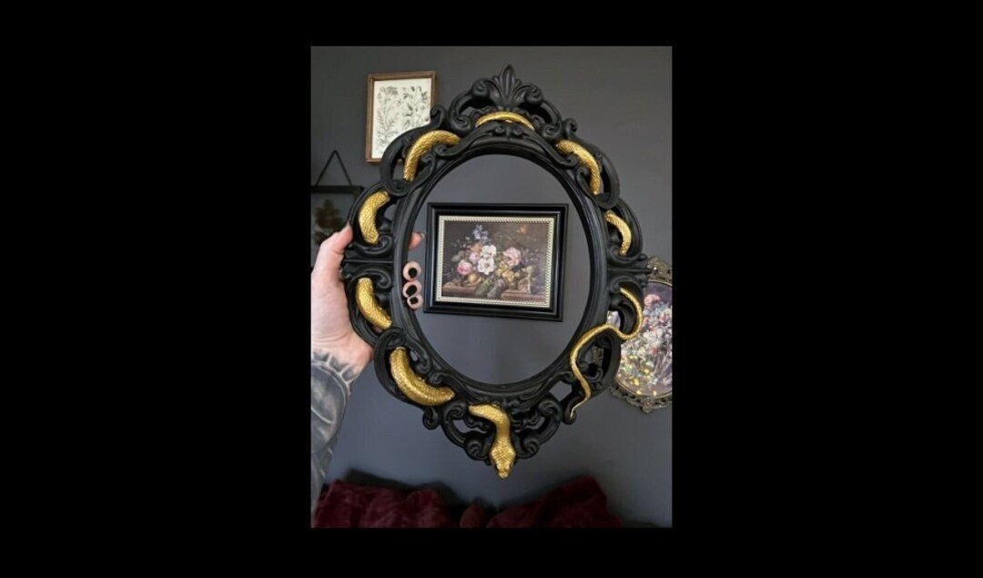 Handmade Ornate Oval Plaster Snake Serpent Frame goth, Gothic, Dark ...