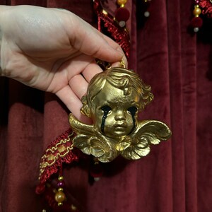 Handmade Plaster Weeping Cherub Angel Wall Ornament Dark Gothic Creepy ...