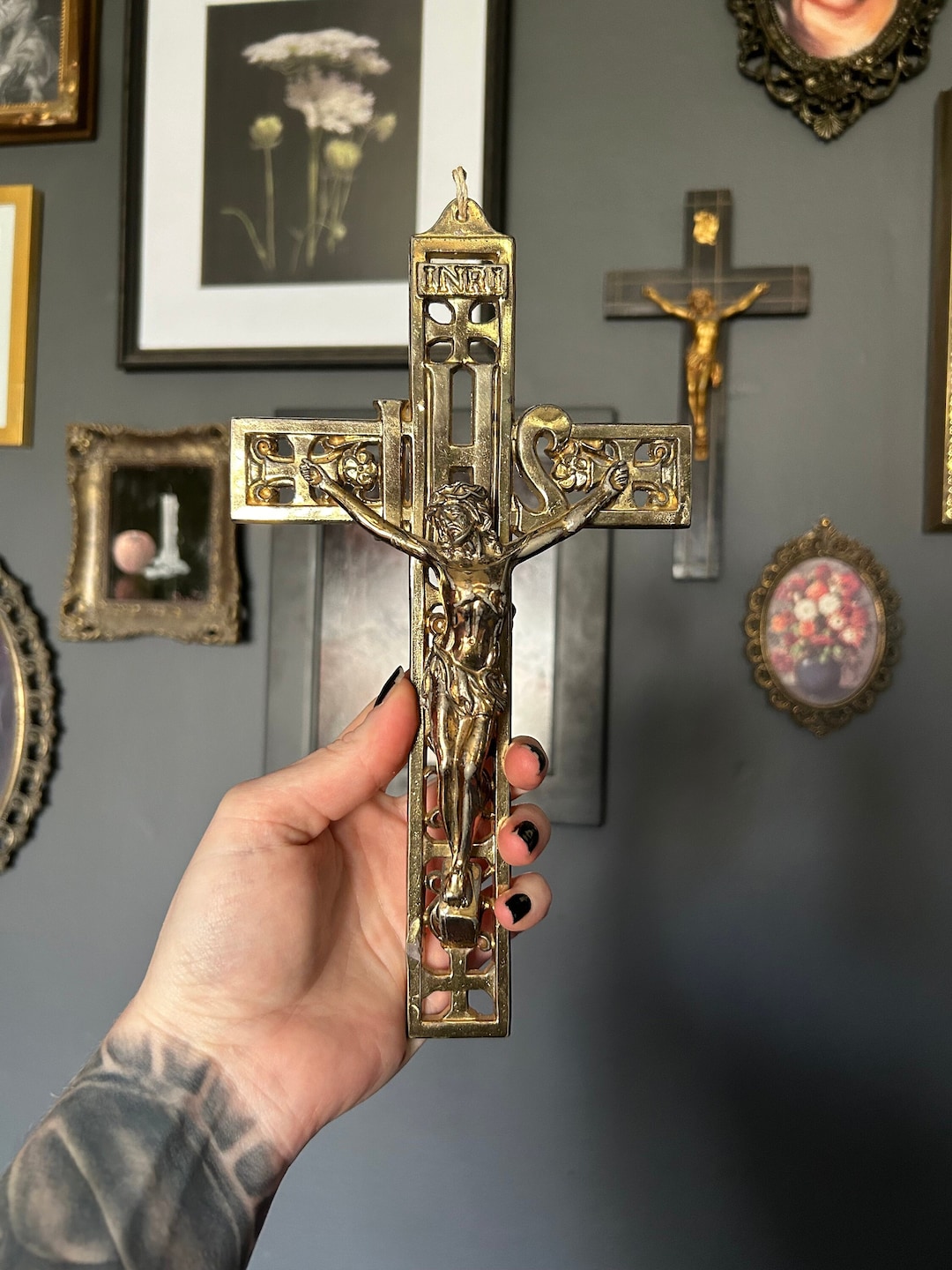 Vintage Ornate Metal Crucifix goth, Gothic, Cross, Religious, Jesus ...
