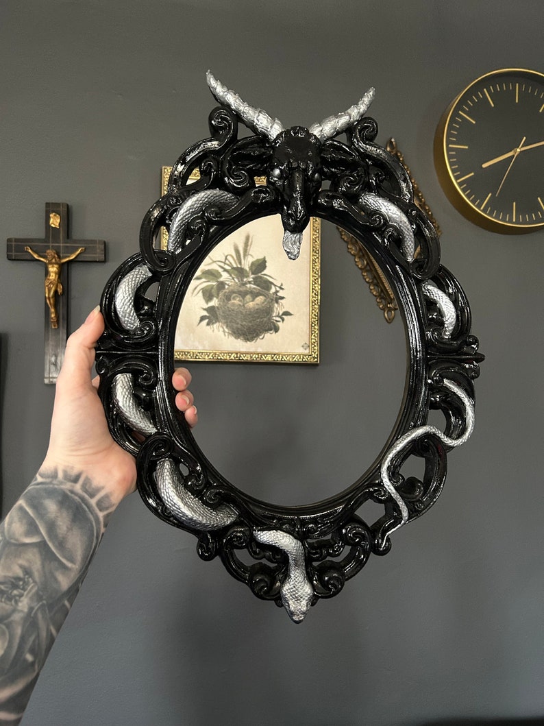 Handmade Ornate Oval Plaster Snake Serpent Frame With Baphomet - Etsy