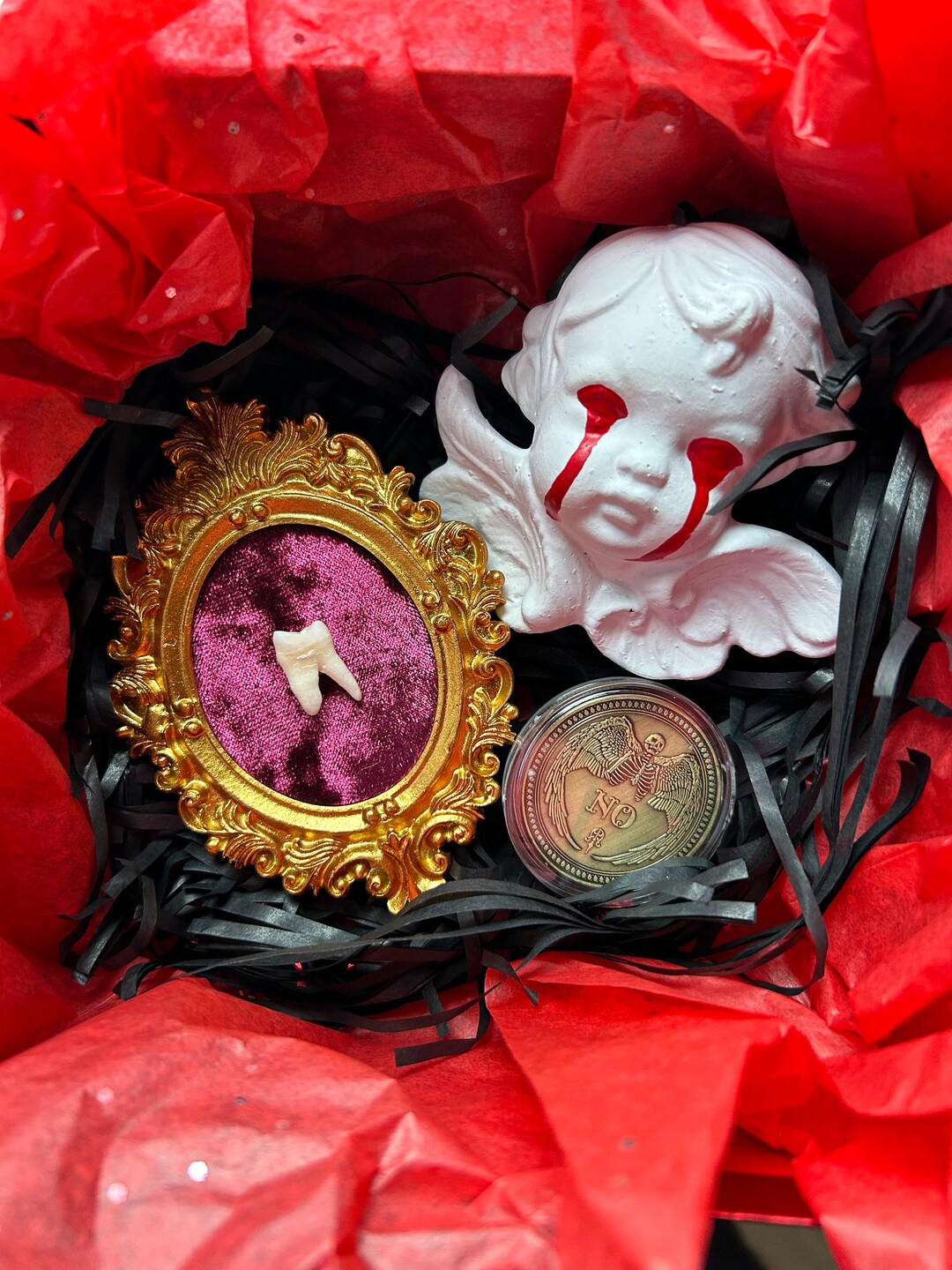Goth Oddity Gift Box Human Molar, Cherub, Fortune Coin (gothic ...