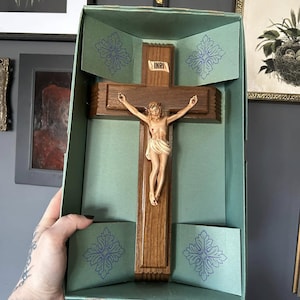 Last Rites Kit in Tact Vintage Crucifix Hidden Box Holy Water Candles ...