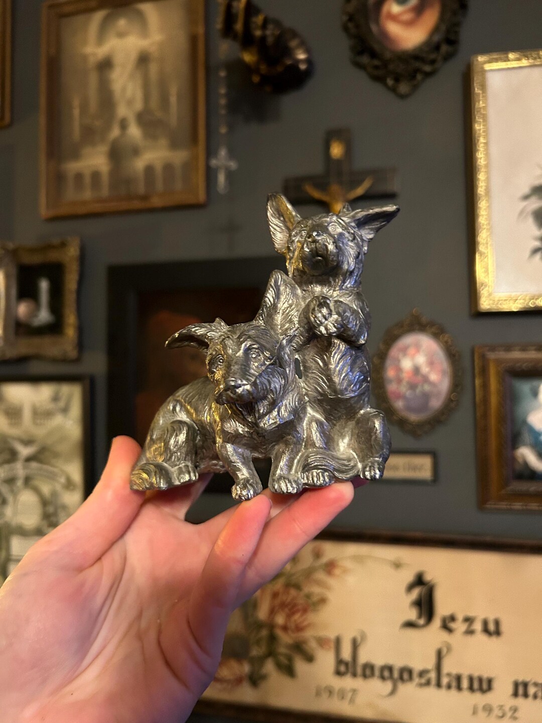 Vintage Pewter Dog Figure Sculpture Statue - Etsy