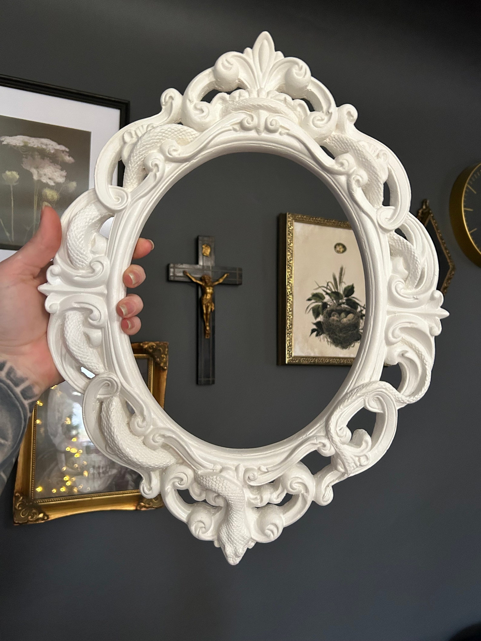 Handmade Ornate Oval Plaster Snake Serpent Frame - Etsy