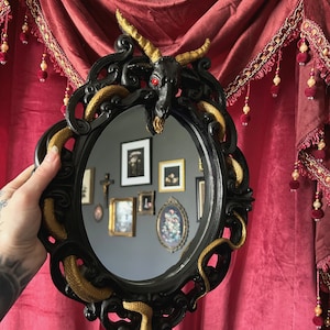 CUSTOM MIRROR LISTING Handmade Ornate Oval Plaster Snake Serpent Frame ...