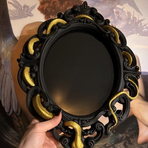 Snake *SCRYING MIRROR* Handmade Ornate Oval Plaster Snake Serpent Frame ...
