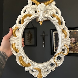 Handmade Ornate Oval Plaster Snake Serpent Frame With Baphomet (goth ...