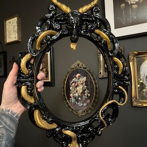 Handmade Ornate Oval Plaster Snake Serpent Frame With Baphomet (goth ...