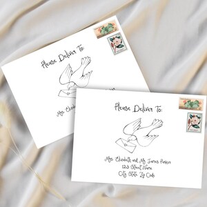 Dove - Hand Drawn Illustration Wedding Envelope, Guest Addressing ...