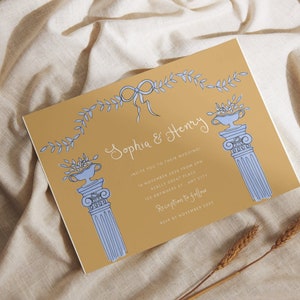 European Wedding Invitation, Hand Drawn Invitation, Digital Horizontal ...