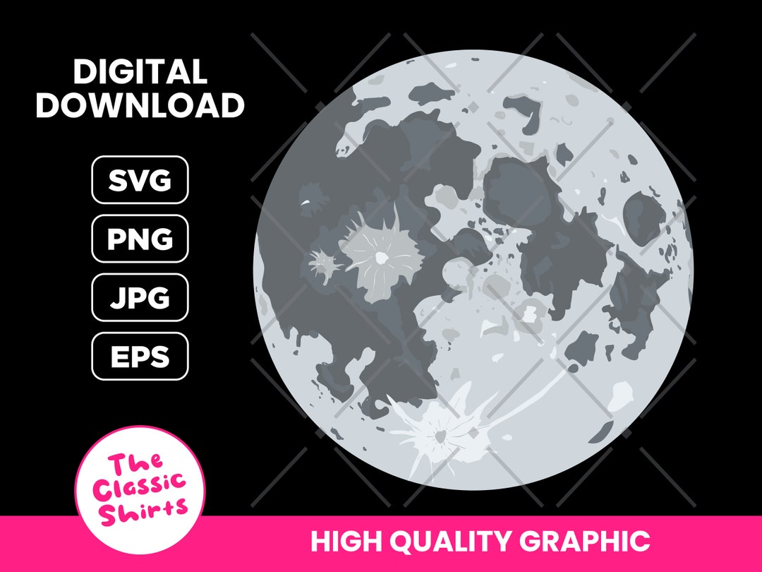 Realistic Moon SVG, Realistic Moon Png, Full Moon Vector, (instant ...