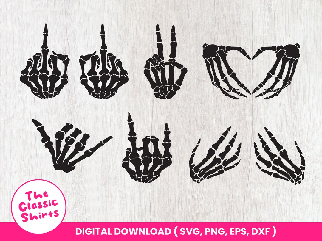Skeleton Hands Bundle, Skeleton Peace Sign, Skeleton Middle Finger ...