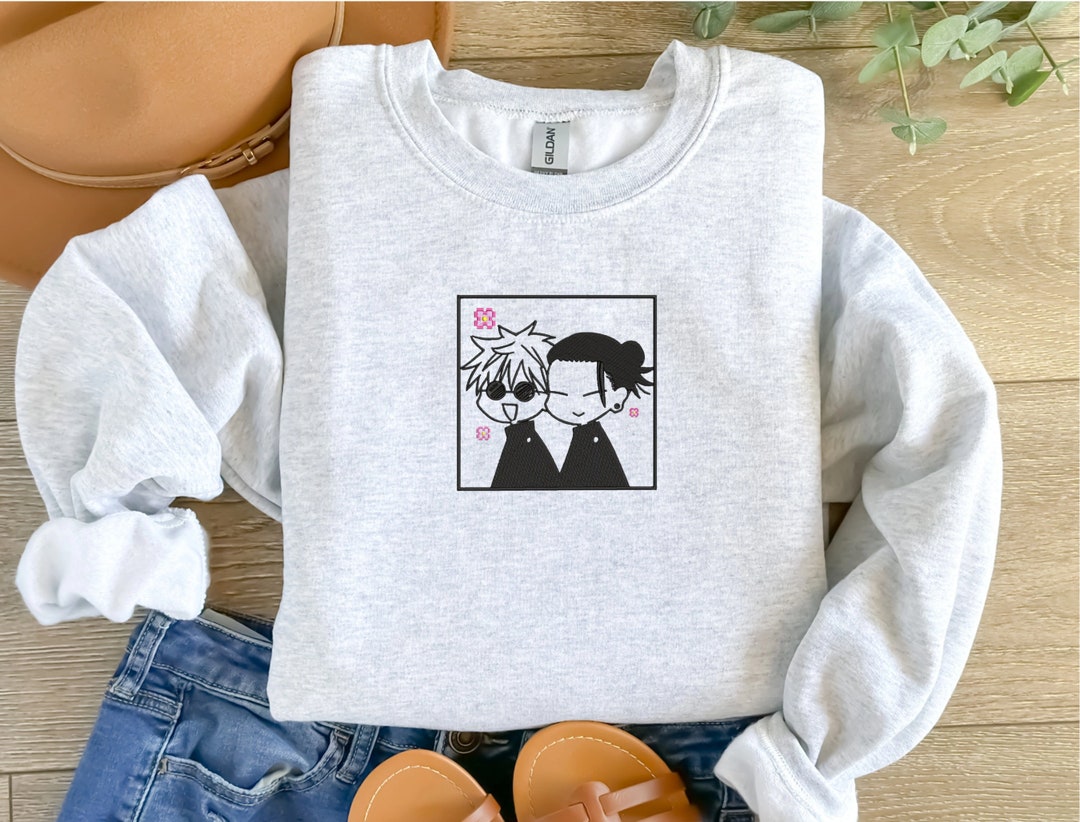 Embroidered Gojo and Geto Sweatshirt, Jujutsu Kaisen Crewneck, Cozy ...