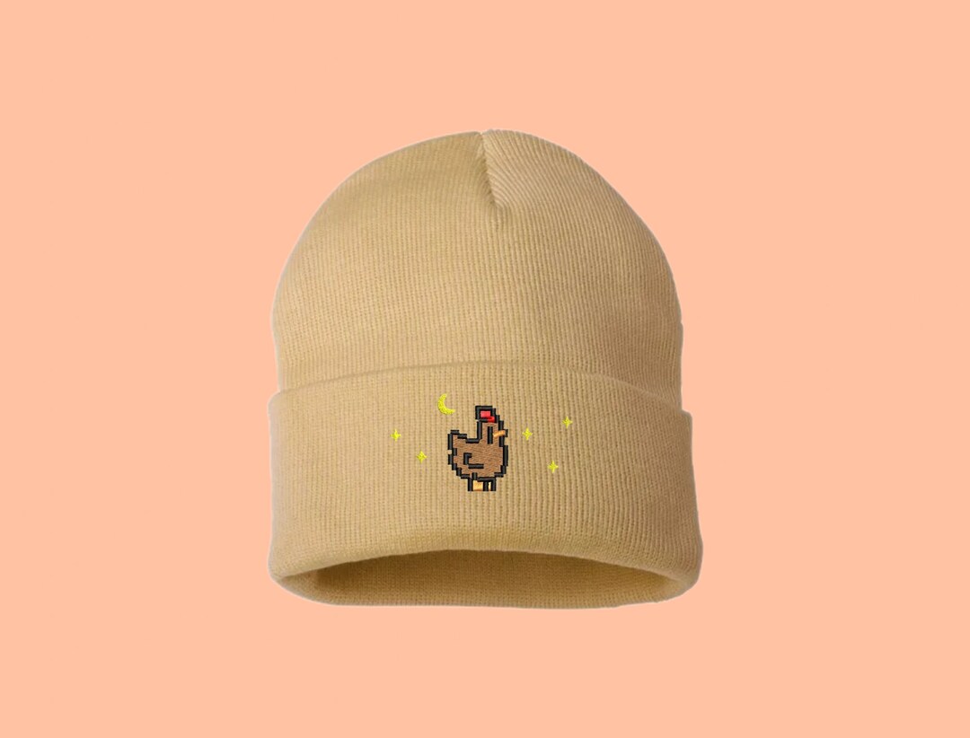 Stardew Valley Chicken Embroidered Beanie - Farm Game Winter Hat - Etsy