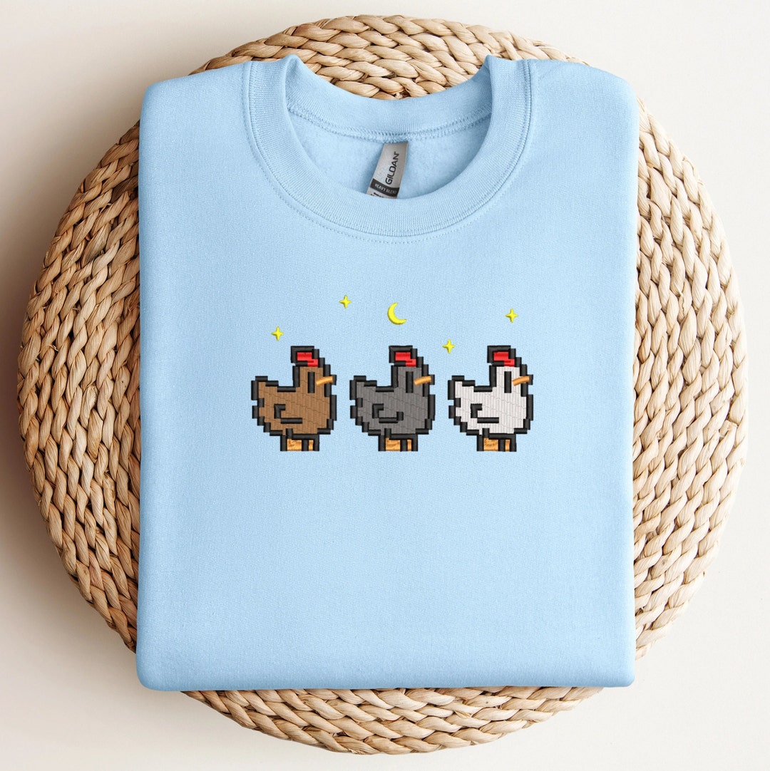 Embroidered Stardew Valley Chicken Sweatshirt: Gaming Apparel - Etsy