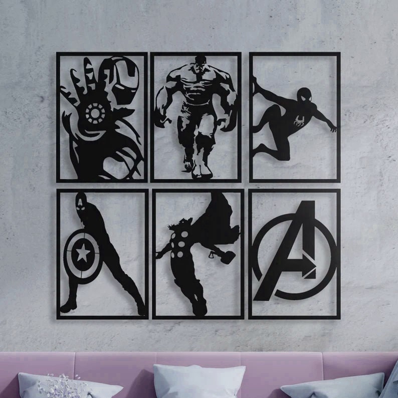 Marvel Avengers Wood Wall Art LED Light Silhouette Picture Frame ...