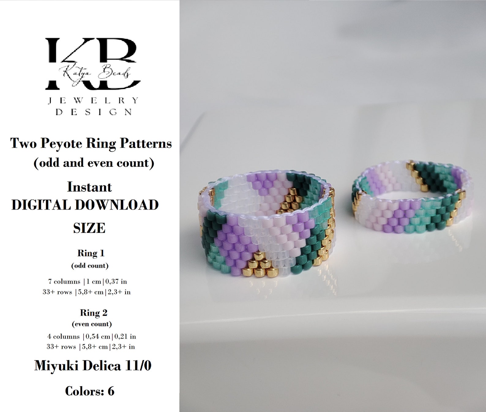 Two Peyote Bead Ring Patterns odd and Even Count Miyuki - Etsy