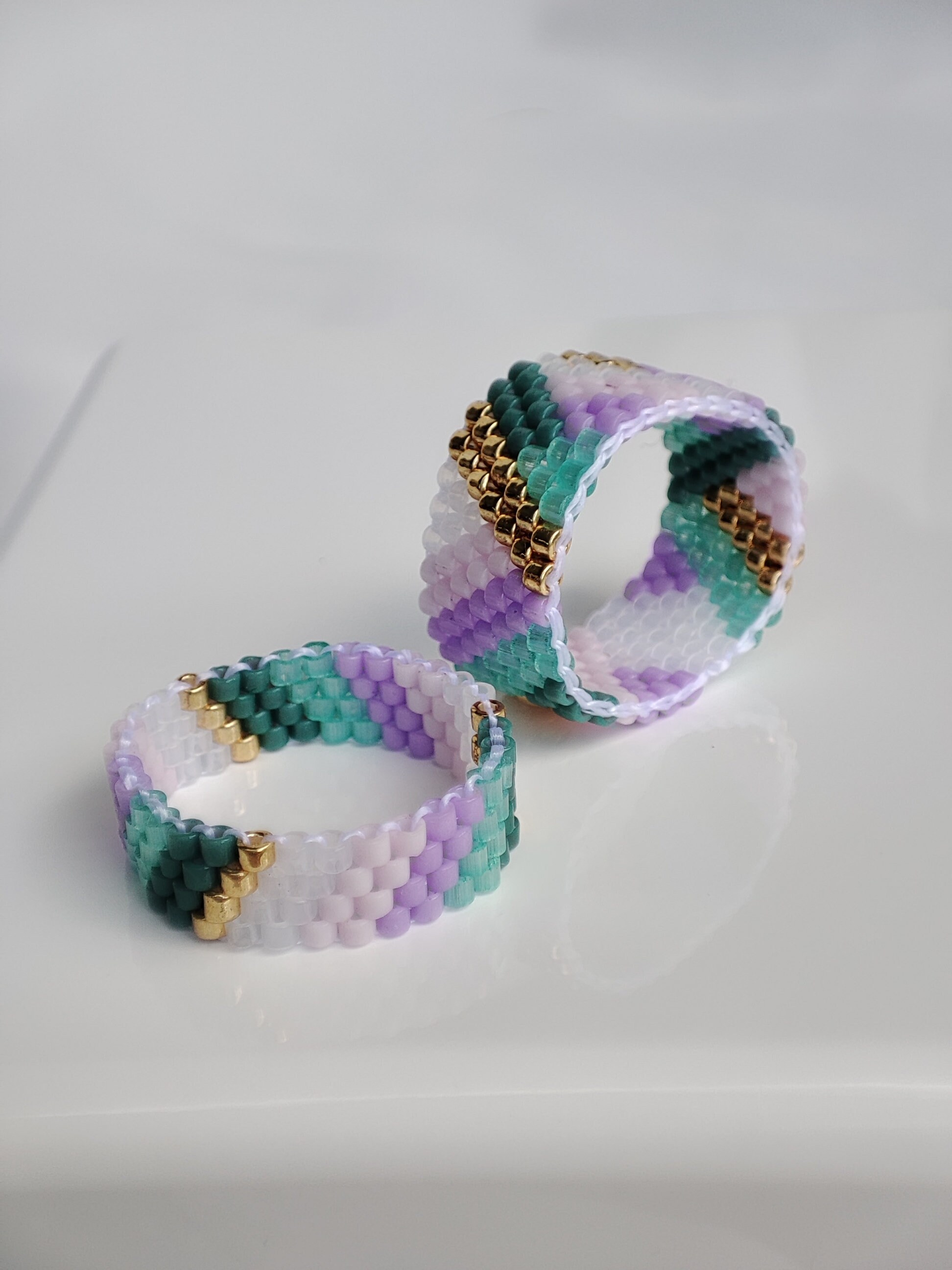 Two Peyote Bead Ring Patterns odd and Even Count, Miyuki Ring Beading ...