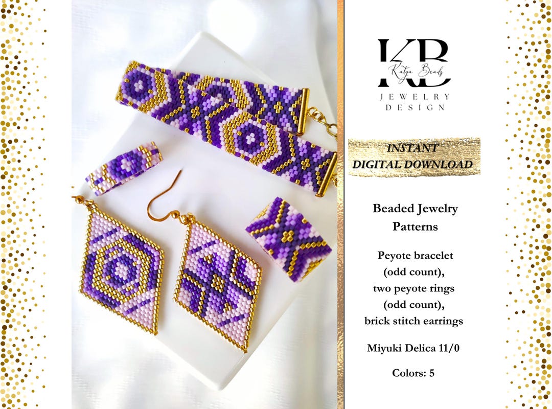 PDF Patterns - Miyuki Delica Beaded Jewelry Patterns, Geometric ...
