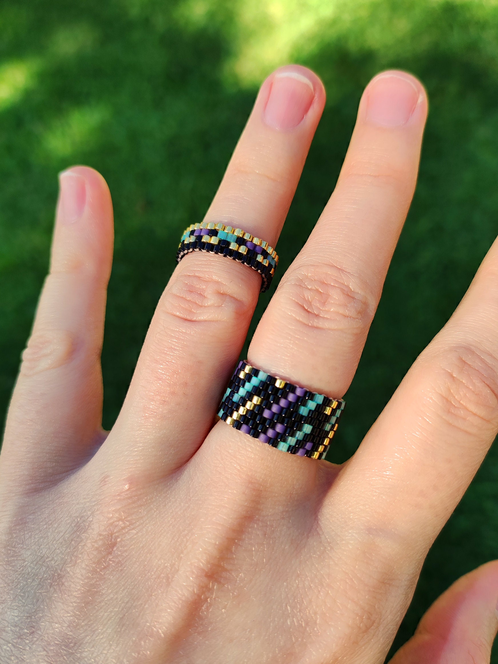 Two Peyote Bead Ring Patterns even Count PDF Miyuki Delica - Etsy