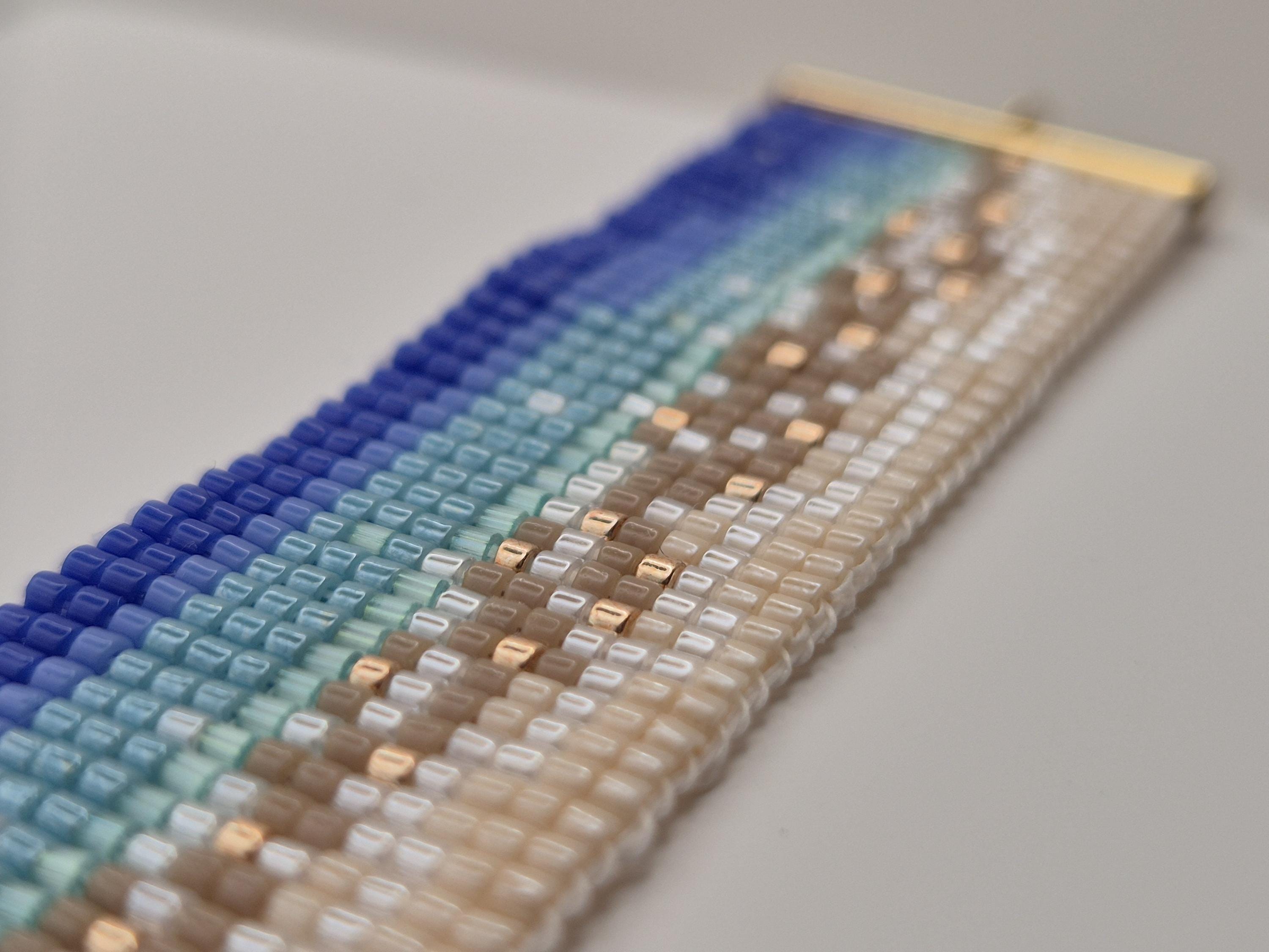 PDF Pattern - Loom Bracelet Chart Miyuki Delica, Blue Gold, Ocean Sea ...