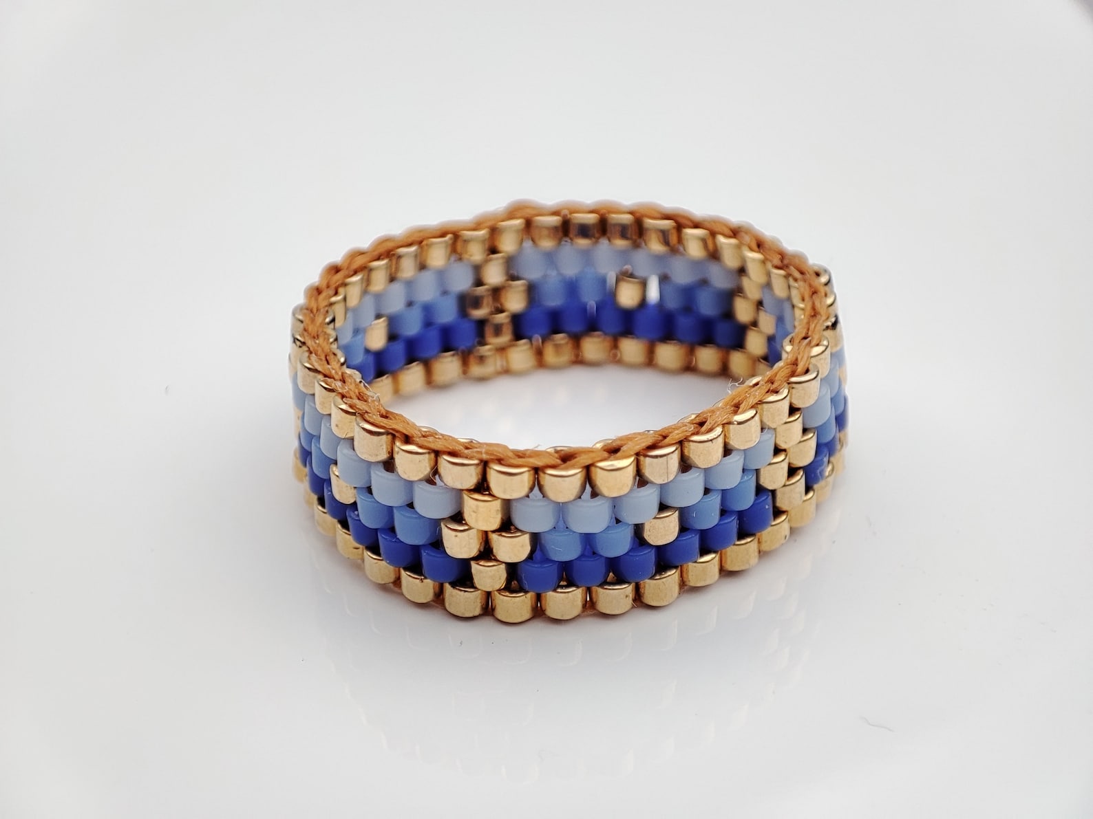 Two Peyote Bead Ring Patterns (odd Count), Miyuki Ring Beading Chart, Thin Wide Ring, Elegant ...