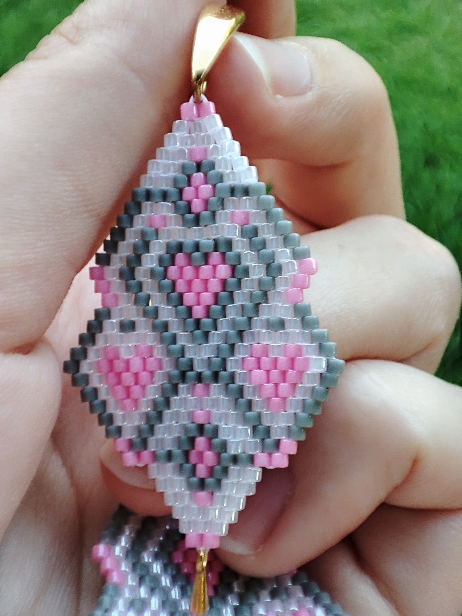 Brick Stitch Earrings or Pendant Pattern, Miyuki Earrings Beading Chart ...